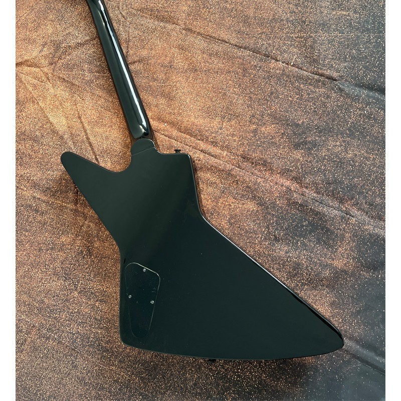 Electric guitar Black solid Wolf to man inlay on black rosewood ...