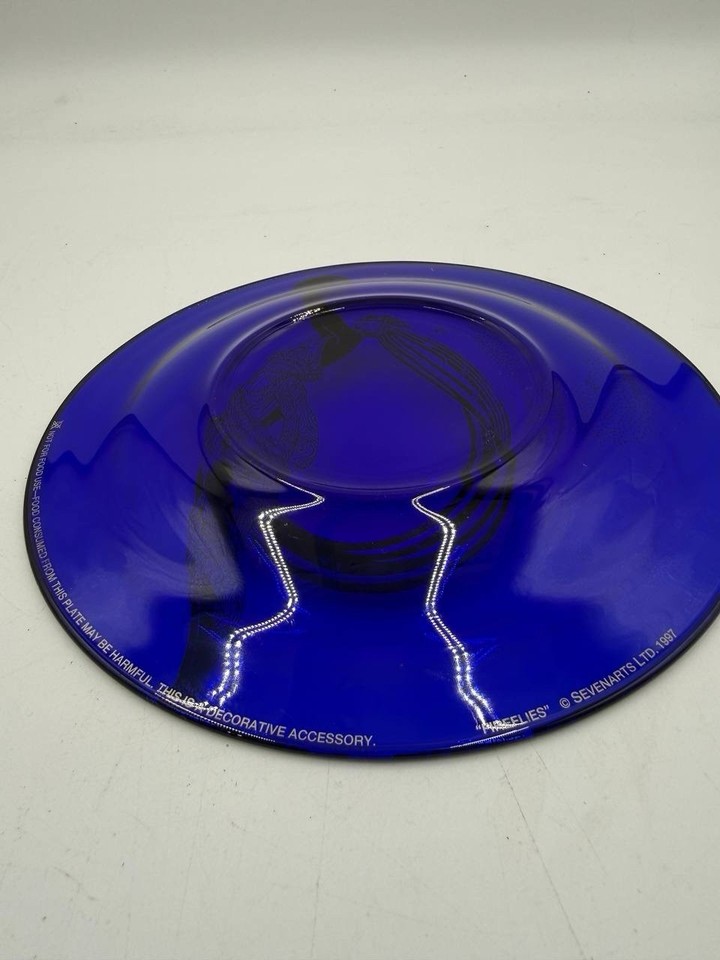 Vintage Cobolt Blue Glass collector Plate House of Erte Fireflies 1997 ...