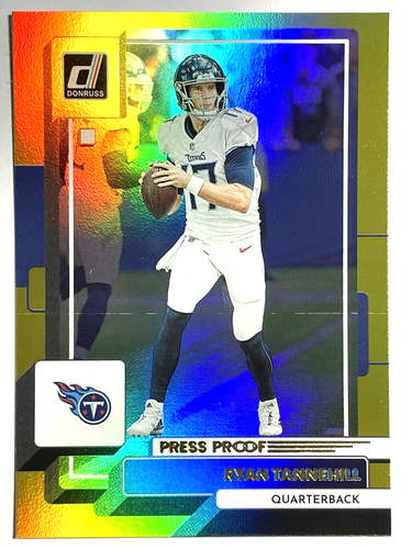 RYAN TANNEHILL Tennessee Titans 2022 Donruss GOLD HOLO PRESS PROOF Card ...