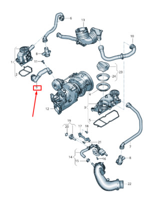 AUDI Q7 4M Right Upper Engine Breather Line 0P2103211D NEW GENUINE ...