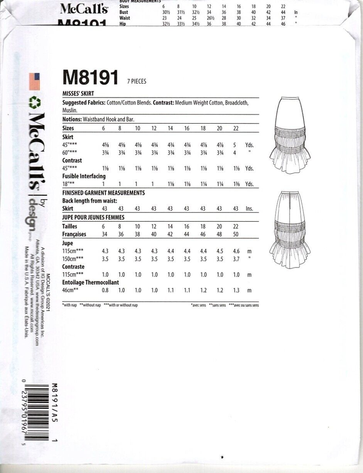 McCall's M8191 Misses 14 to 22 Historical Costume Victorian Skirt ...