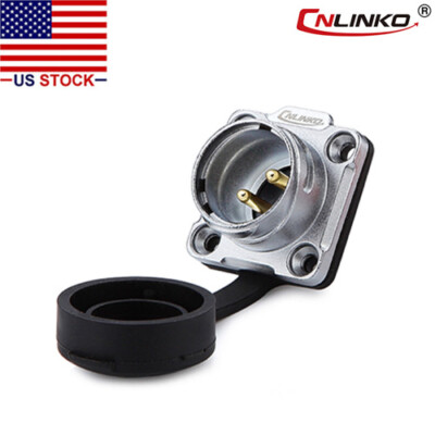 2 Pin Power Connector Male Panel Mount Receptacles Socket Outdoor ...