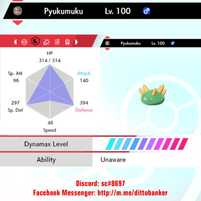Pokemon Sword/Shield 6IV ULTRA SHINY Pyukumuku w/ Leftovers / Bold ...