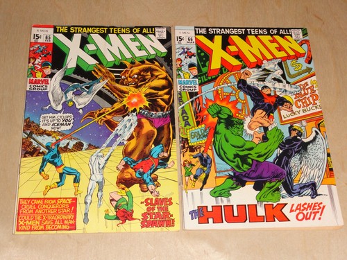 X-Men #65 VG (Return of Prof X) & #66 VG- (vs the Hulk) 1970 Marvel | eBay