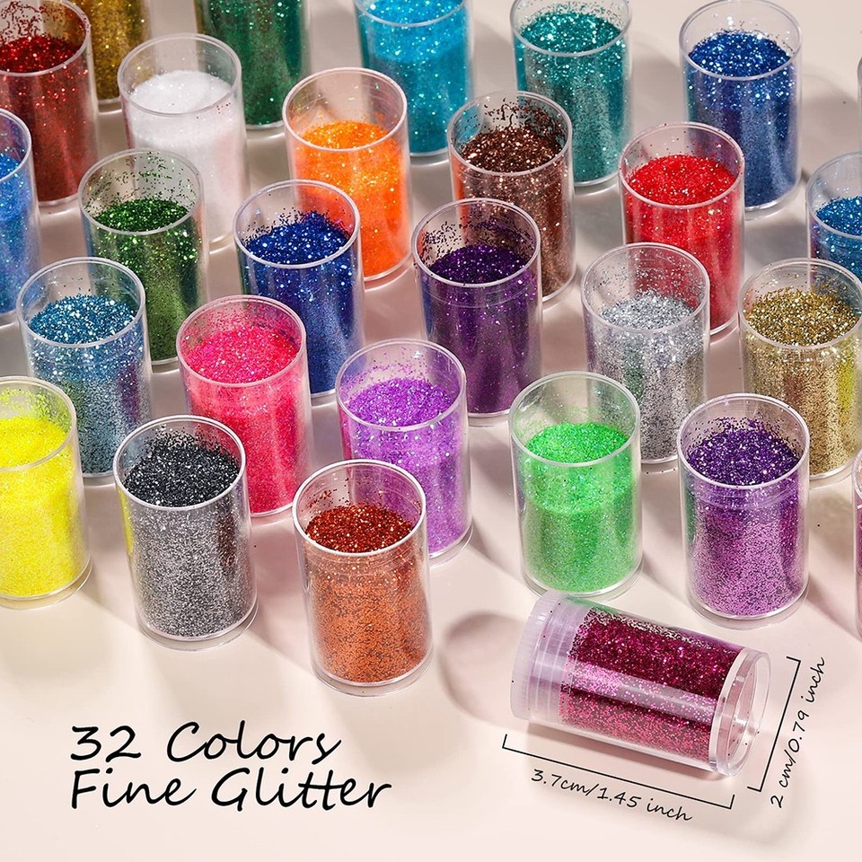 3.7*2.1cm Bottle Glitter Powder Set 32-Colors Fashionable High Quality ...