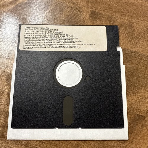 Classic Concentration Floppy Disk - IBM - Boot Dos Disk (Version 2.11 ...