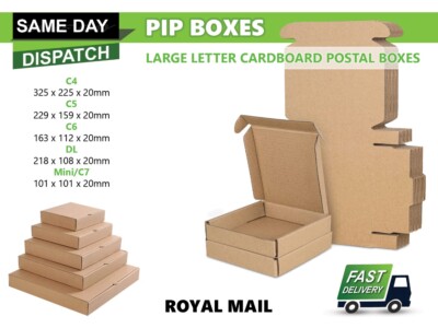 Royal Mail Large Letter PIP Boxes C4 C5 C6 DL MINI/C7 Cardboard Postal Boxes | eBay UK