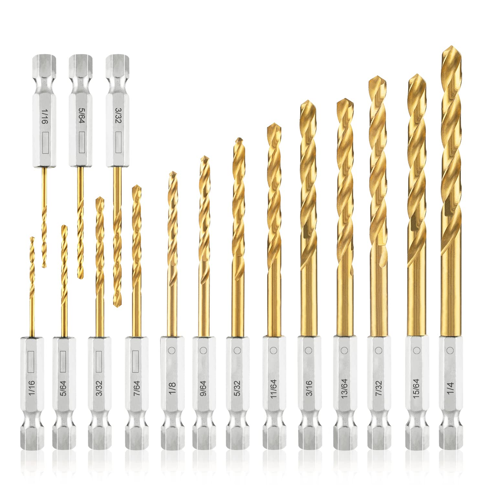 Amoolo Hex Shank Drill Bit Set (13Pcs Set+3 Pcs Free), Premium 4341 HSS ...