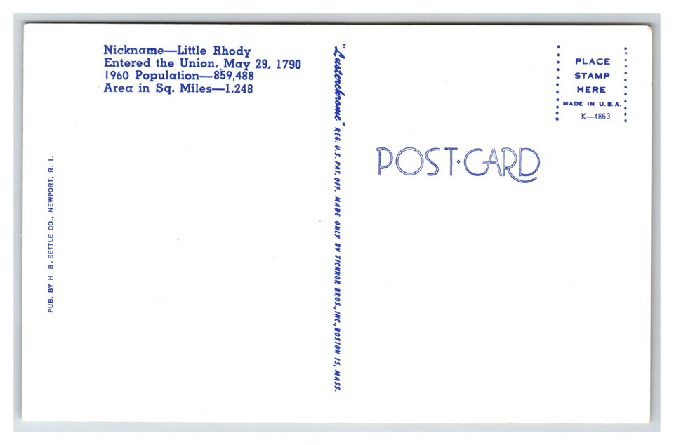 State Map Greetings From Rhode Island RI UNP Chrome Postcard R13 | eBay