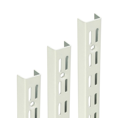 Twin Slot Shelving System Uprights WHITE Wall Mounted Adjustable ...