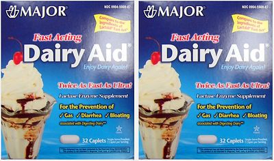 Dairy Aid Lactase Caplets FAST ACTING 9000U 32ct ( 2 pack) ***_ | eBay