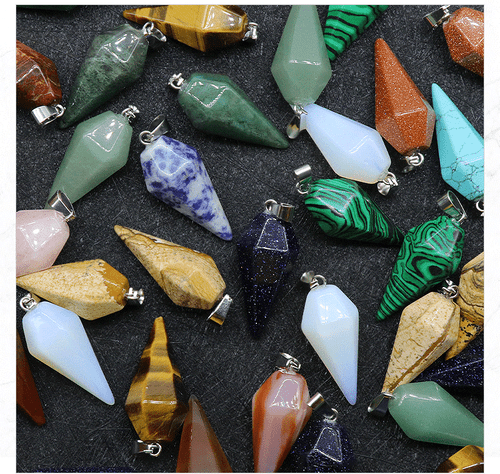 Wholesale 12pcs Natural Mixed Stone Pendulum Pendant Bead Jewelry Making 14X30mm | eBay