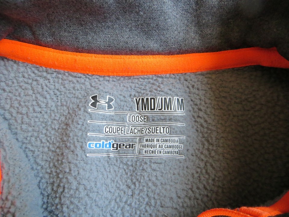 UNDER ARMOUR Pullover Jacket 1/4 half zip Cold Gear Gray Loose Boys YMD ...