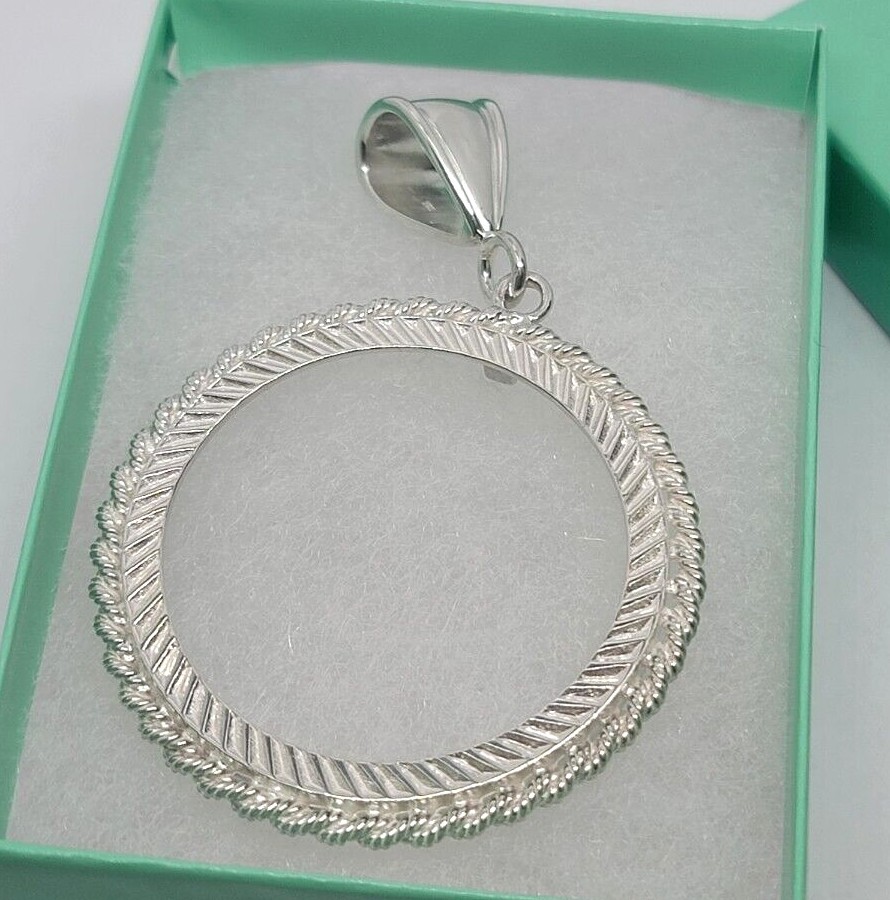 925 Sterling Silver Coin Bezel 37mm Centenario 50 Peso Replica ...