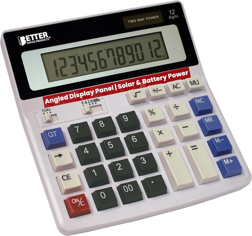 Extra Large Electronic Desktop Calculator, 12-Digit LCD Display, Angled ...