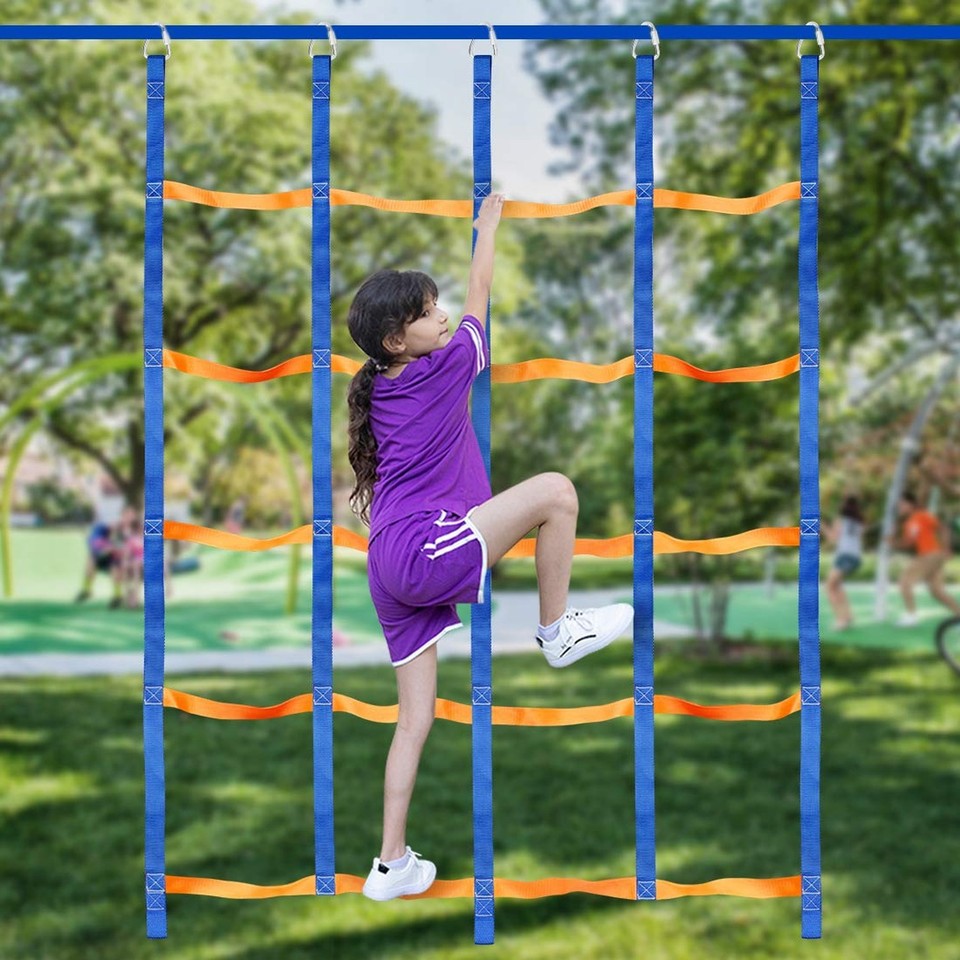 Climbing Net for Kids Outdoor, Portable Ninja Cargo Net Rope Ladder ...