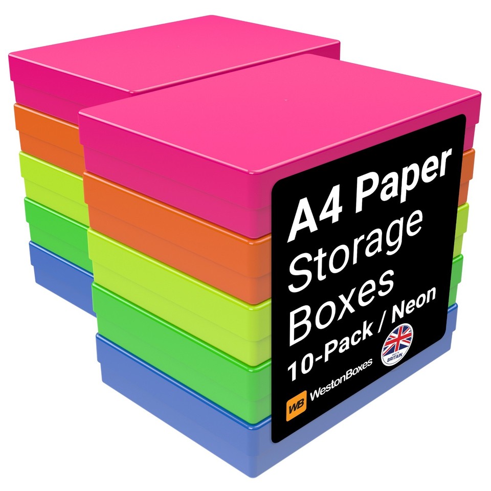 Craft Storage Box A4 Colourful Plastic Stackable Art & Hobby Organiser ...