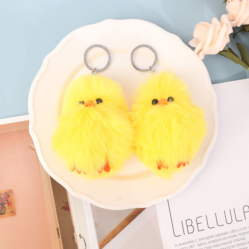 2Pcs Easter Chick Keychain Plush Chicken Keyring,Yellow Chick Easter ...