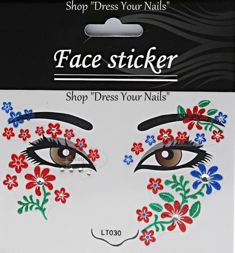 Eye Stickers Temporary Transfer Party Wear Hearts Flowers Masks Webs ...