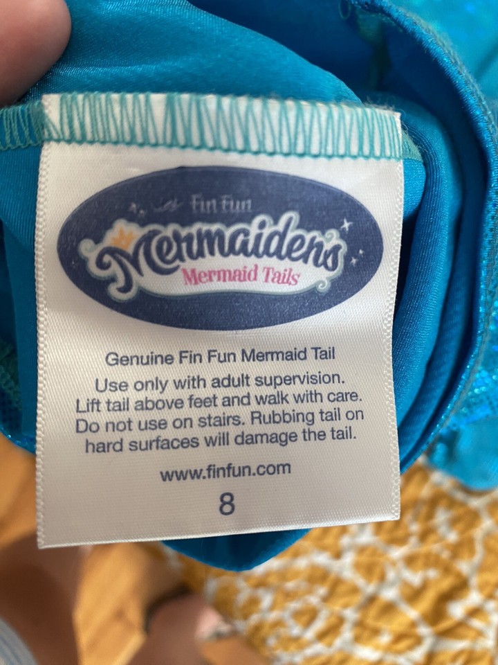 Fin Fun Mermaid Tail with Monofin Blue Child Size 8 Excellent Preowned ...