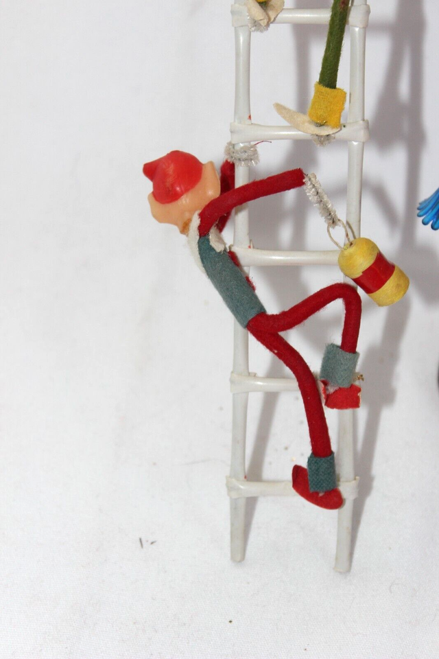 Rare Vintage MCM Christmas Elf Elves Pixie on Ladder Huggers Holiday ...