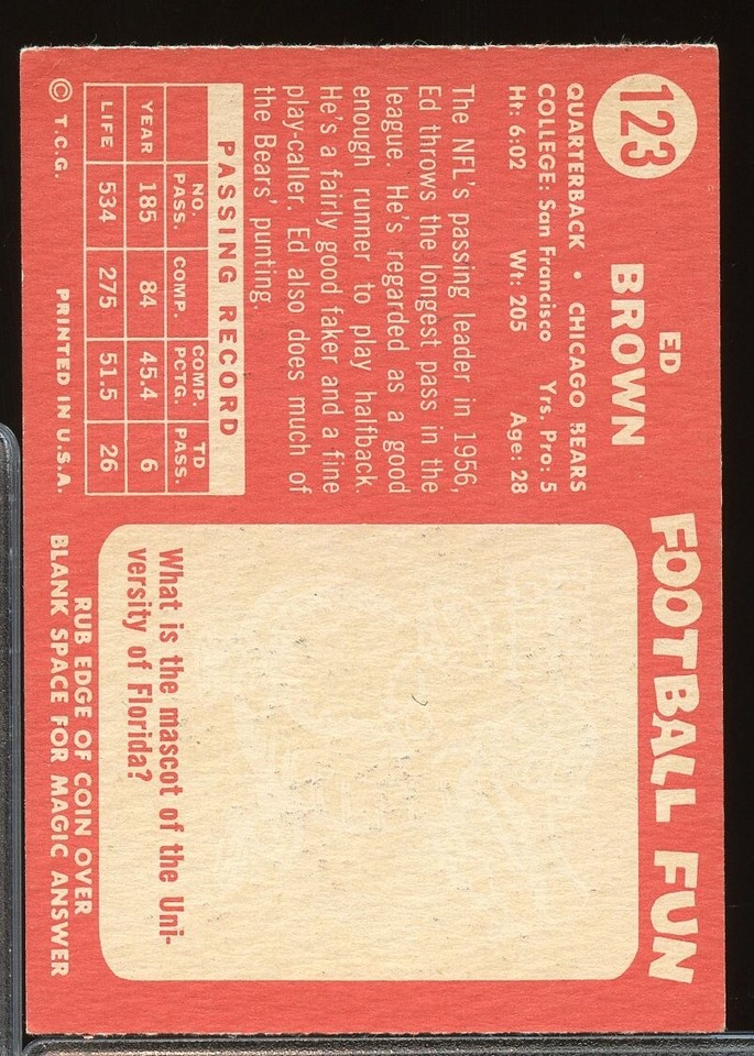 1958 Topps Football #123 Ed Brown | eBay