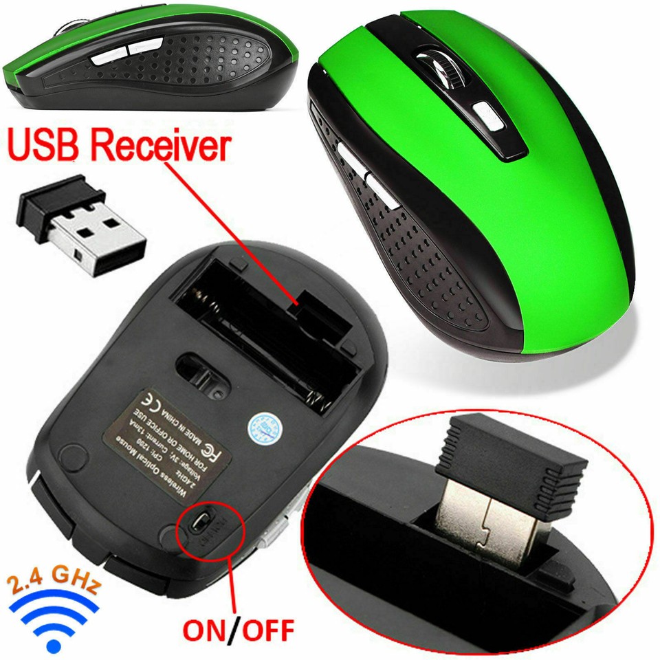 2.4GHz Wireless Optical Mouse Mice & USB Receiver For PC Laptop ...