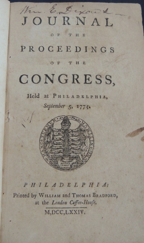 c.1774 - JOURNAL OF THE PROCEEDINGS OF THE CONGRESS HELD AT ...