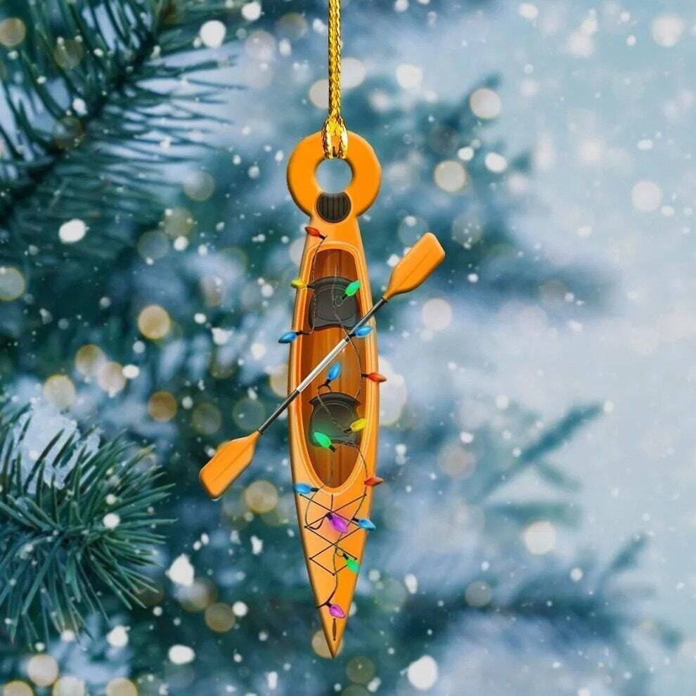 Kayak Christmas Lights Ornament, Kayak Ornament, Christmas Ornament For ...