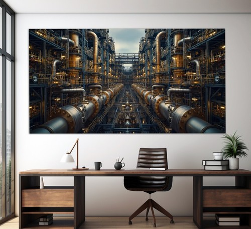 Industrial Factory Huge Plant Engineer Unframed Canvas Print Australian ...