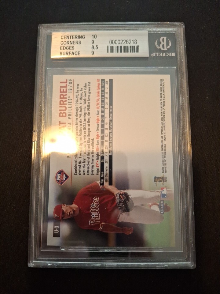 1999 Fleer Update Pat Burrell Card #U3 BGS 9 | eBay