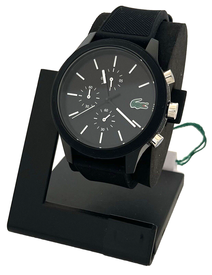 LACOSTE 12.12 CHRONOGRAPH BLACK WATCH WITH BLACK SILICON BAND 2010972 ...
