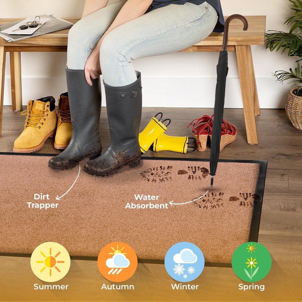 Large Heavy Duty Rubber Back Barrier Non Slip Door Mat Runner Hall ...