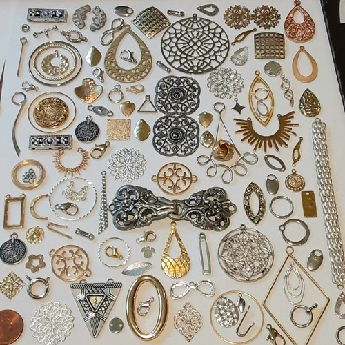 Big Lot 100+ Most Vintage Metal Jewelry Making Findings Parts Filigree ...
