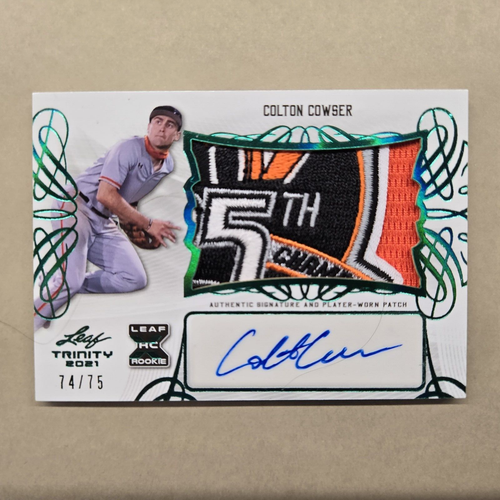 Colton Cowser 2021 Leaf Trinity Rookie AUTO/AUTOGRAPH GAME WORN Patch ...