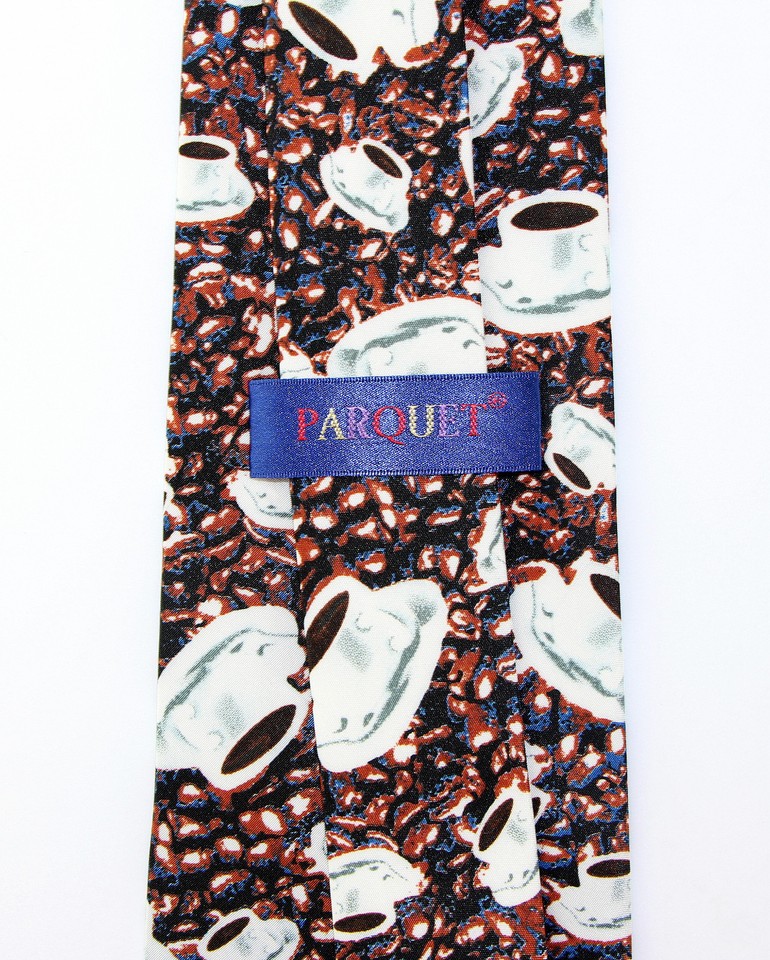 Coffee Shop Men's Necktie Restaurant Barista Cup Saucer Bean Food Black ...