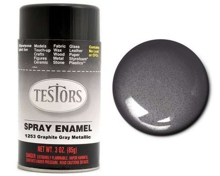 TES-1253 Testors 3oz. Spray Finishing Enamel Graphite Grey Metallic (3 ...
