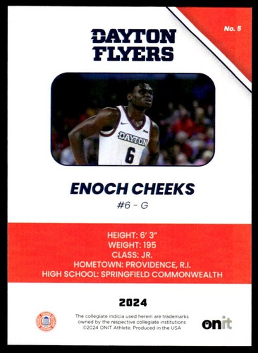 2024 ONIT Athlete Enoch Cheeks #5 University of Dayton Flyers | eBay