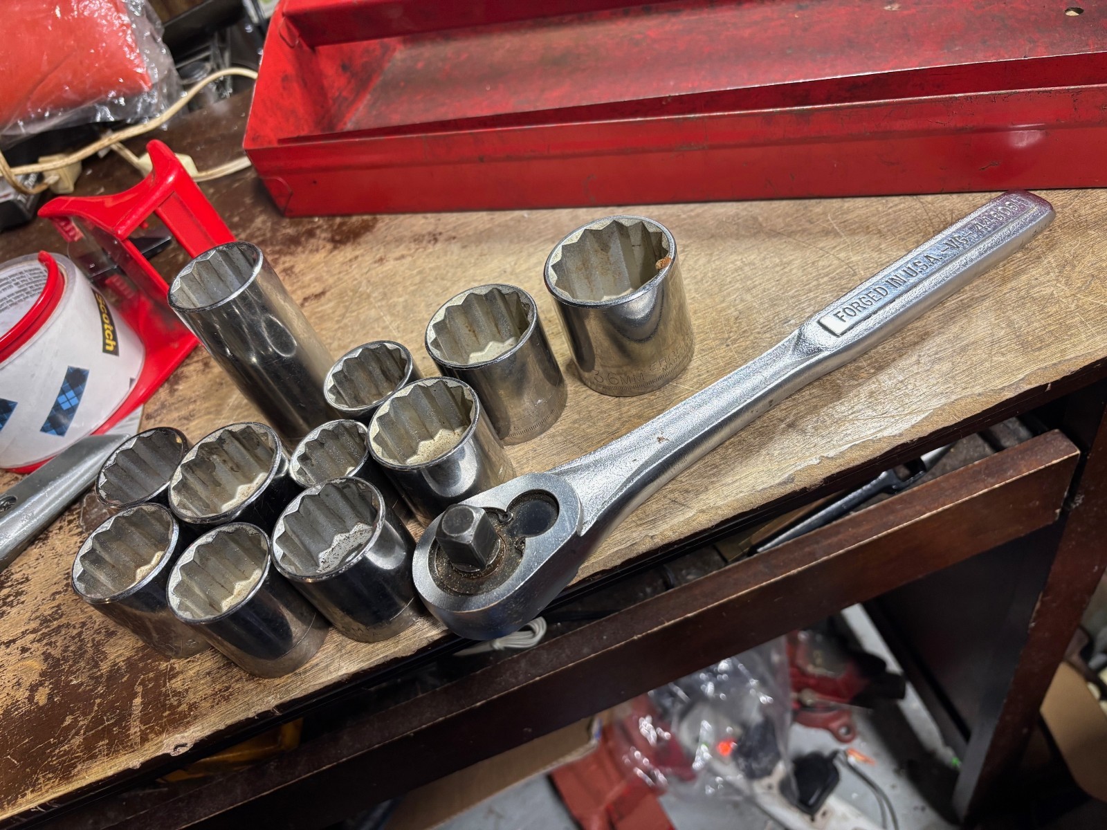 Sockets Craftsman USA LOT 1/2” Dr 12pt Sockets & Ratchet 12 pc lot ...