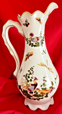 12 Inch Vintage PITCHER with Butterflies, Insects & Exotic Birds LIMOGE ...