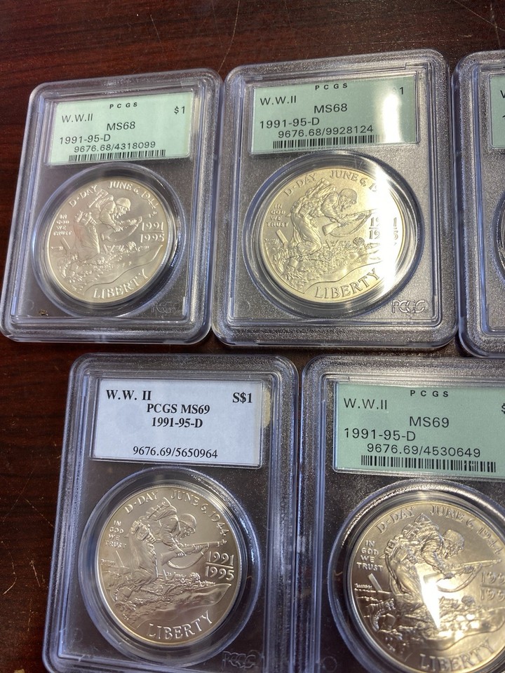 (7) MS68 MS69 1991-95 D World War 2 Commemorative $1 PCGS ANACS ICG | eBay