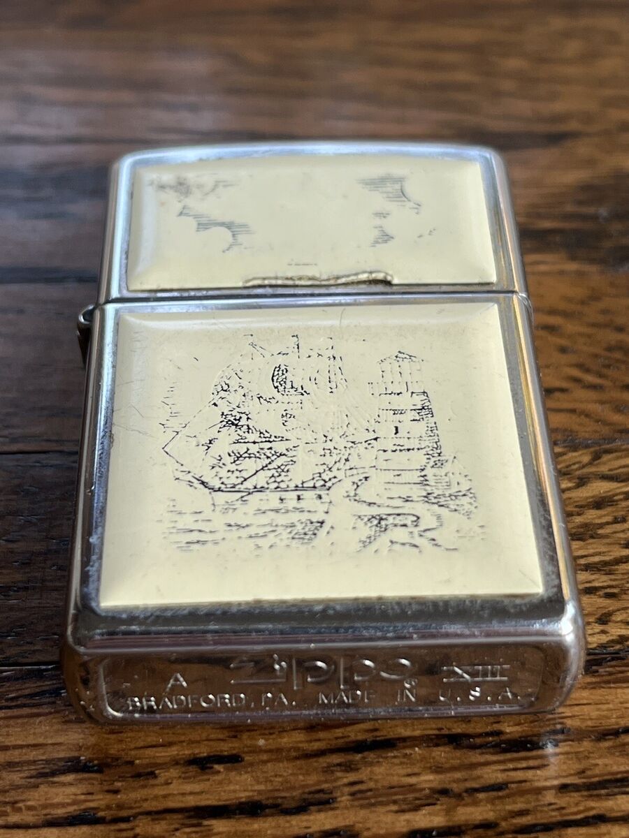 Vintage 1997 Zippo Lighter Nautical Scrimshaw Ship Vintage 1997 Zippo Lighter Nautical Scrimshaw Ship