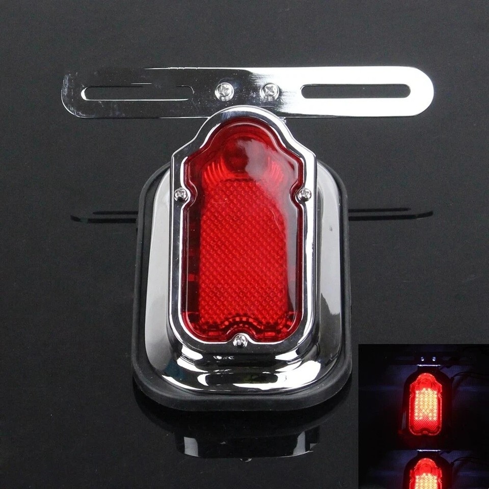Tombstone Brake Tail Light 12 V Motorcycle Chrome Fit For Harley | eBay