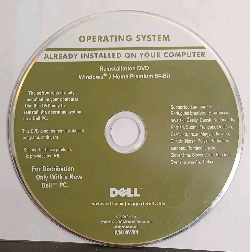 Microsoft Windows 7 Home Premium 64-Bit Dell Reinstallation DVD | eBay