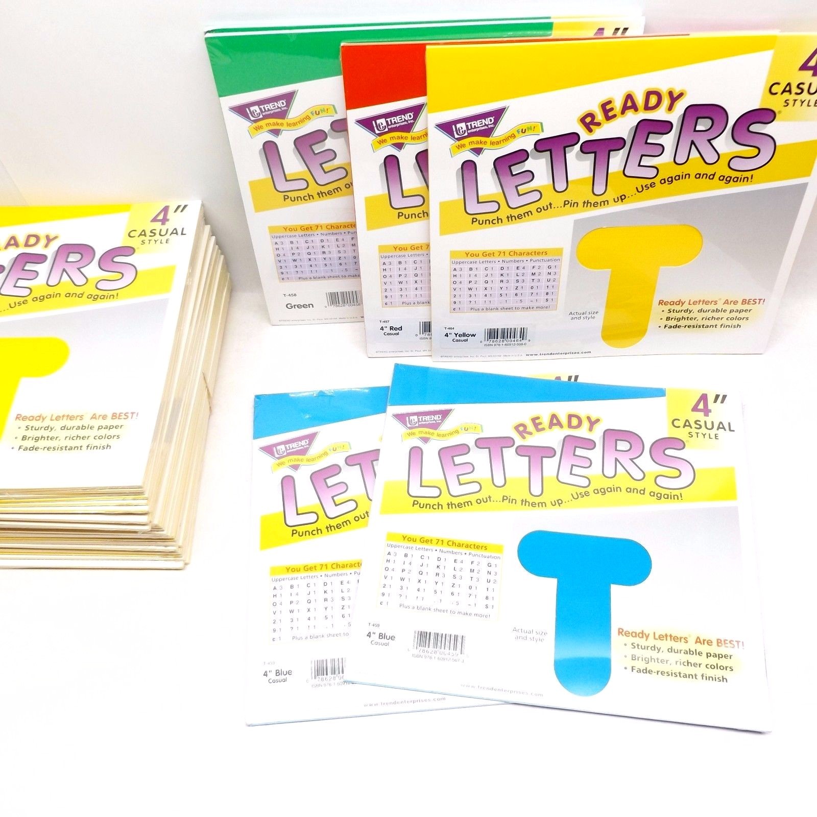 (31) Trend Ready Letters 4″ Casual (1) T-457, (2) T-458, (2) T-459 ...