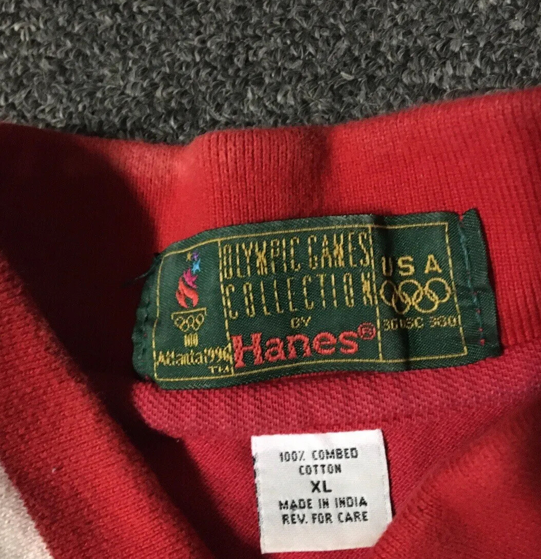 Vtg Atlanta 1996 Olympics Colorblock Polo Shirt XL Tr… - Gem