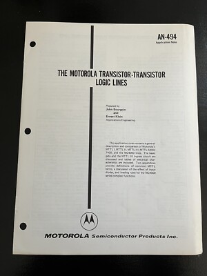 MOTOROLA AN-494 APPLICATION NOTE TRANSISTOR-TRANSISTOR LOGIC LINES ...
