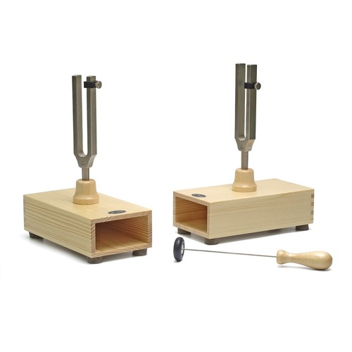 Set of 2 tuning forks with resonance box, the sound lasts a long time ...