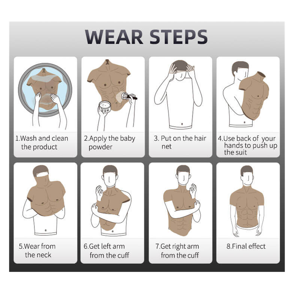 KnowU Silicone Muscle Suit Fake Muscle Chest For Cosplay Stronger ...