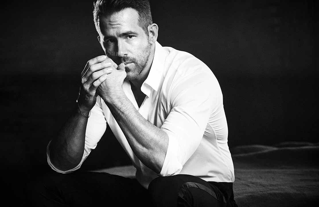 Visage De Ryan Reynolds En Noir Et Blanc